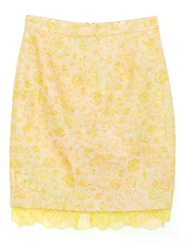 BLAKLACE Floral Lace Skirt - Yellow