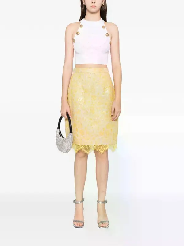 BLAKLACE Floral Lace Skirt - Yellow