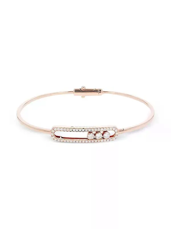 Messika 2010's Move Diamond Gold Bangle Bracelet - Pink