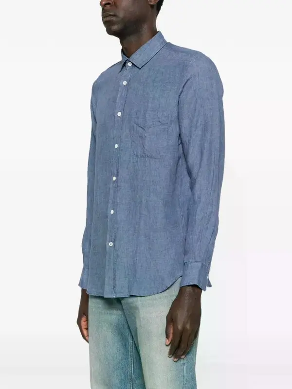 Hartford Pocket Linen Shirt - Blue