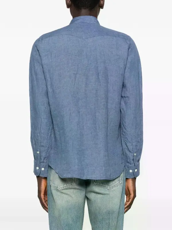 Hartford Pocket Linen Shirt - Blue