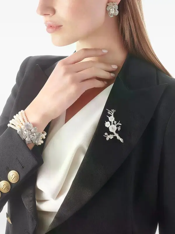 ANABELA CHAN Rhodium Vermeil Sakura Blossom Brooch