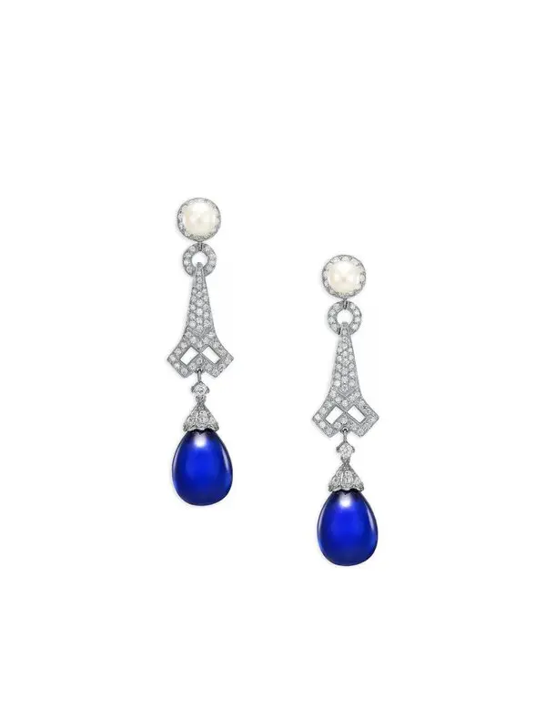 ANABELA CHAN Lattice Sapphire And Diamond Earrings - Silver