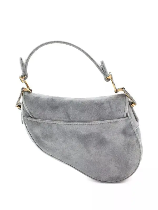 Dior Saddle Handbag Velvet With Crystals Mini Shoulder Bag - Blue