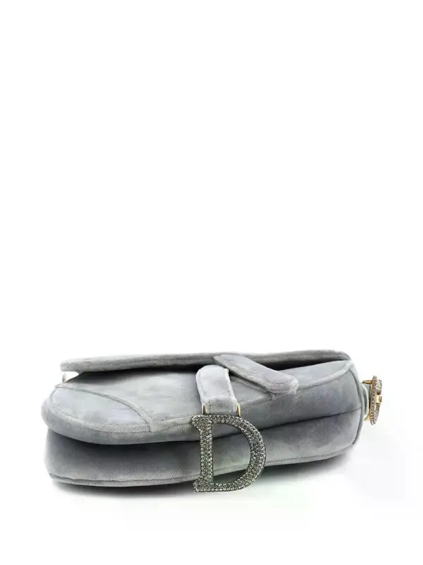 Dior Saddle Handbag Velvet With Crystals Mini Shoulder Bag - Blue