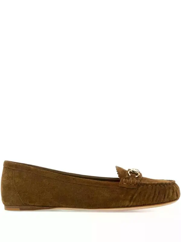 Gucci Suede Loafers With Horsebit Detail - Brown