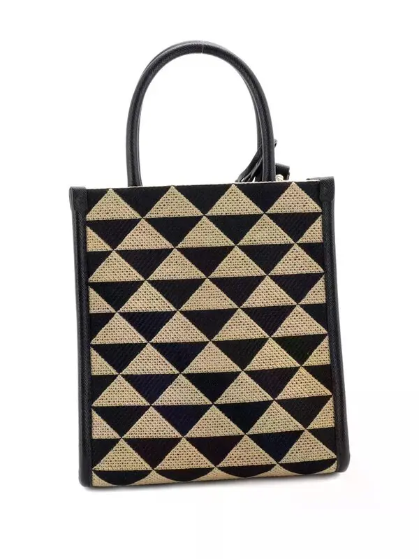 Prada Symbole Shopper Tote Jacquard Mini Crossbody Bag - Black