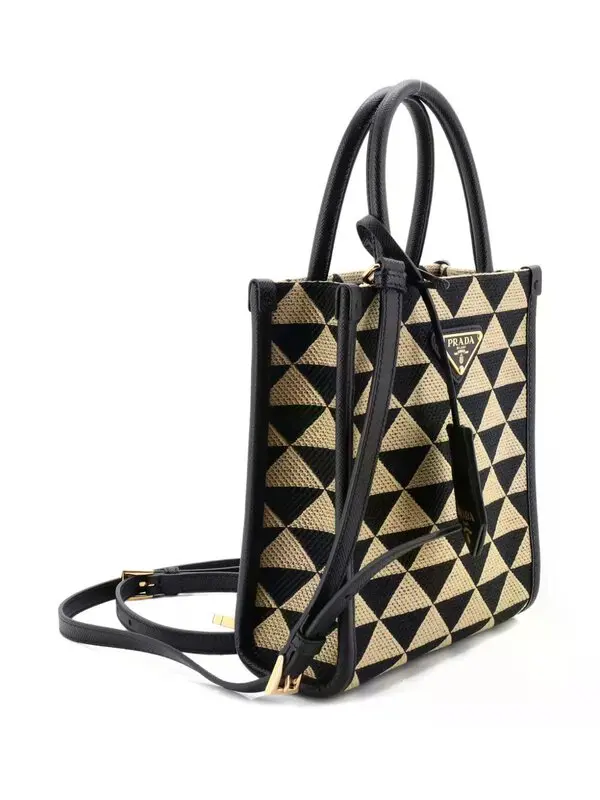 Prada Symbole Shopper Tote Jacquard Mini Crossbody Bag - Black