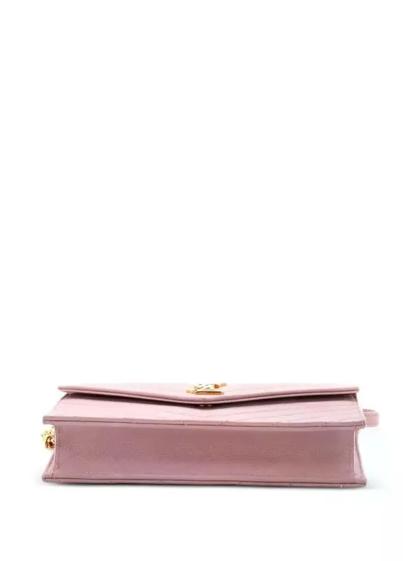Saint Laurent Classic Monogram Wallet On Chain Matelasse Chevron Leather - Pink
