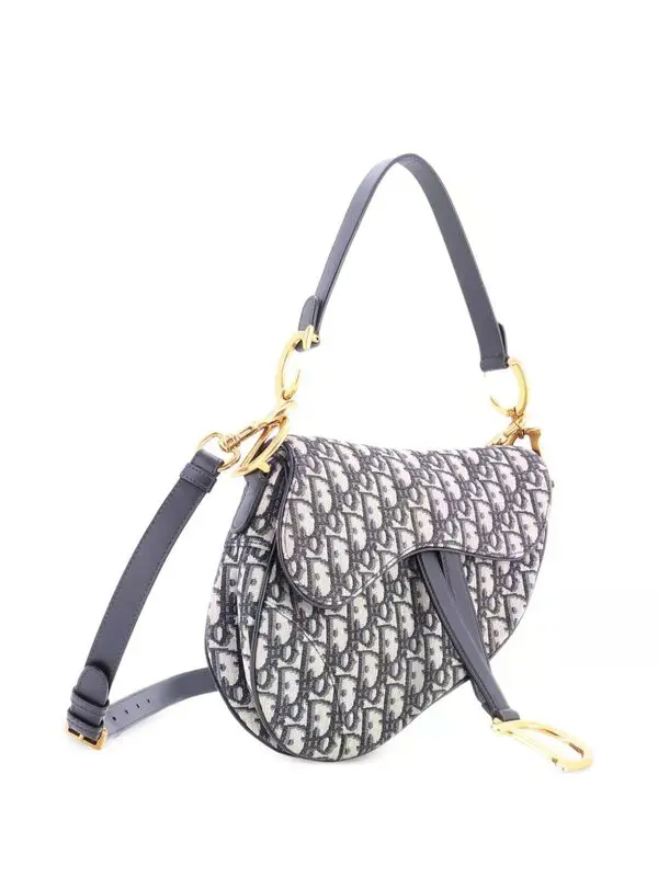 Dior Saddle Handbag With Strap Oblique Canvas Medium Shoulder Bag