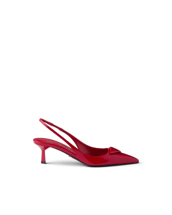 Prada Patent Leather Slingback Pumps - Red