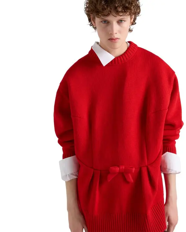Prada Wool Cardigan With Bow