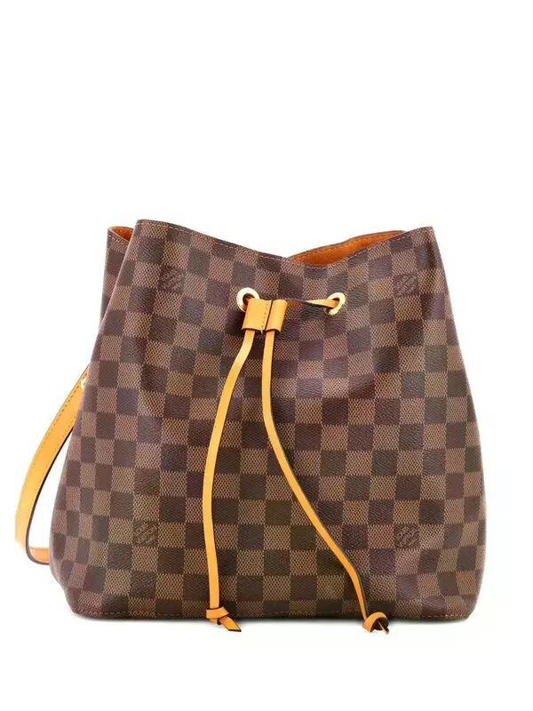 LOUIS VUITTON Neonoe Handbag Damier With Leather Mm Bucket Bag - Brown