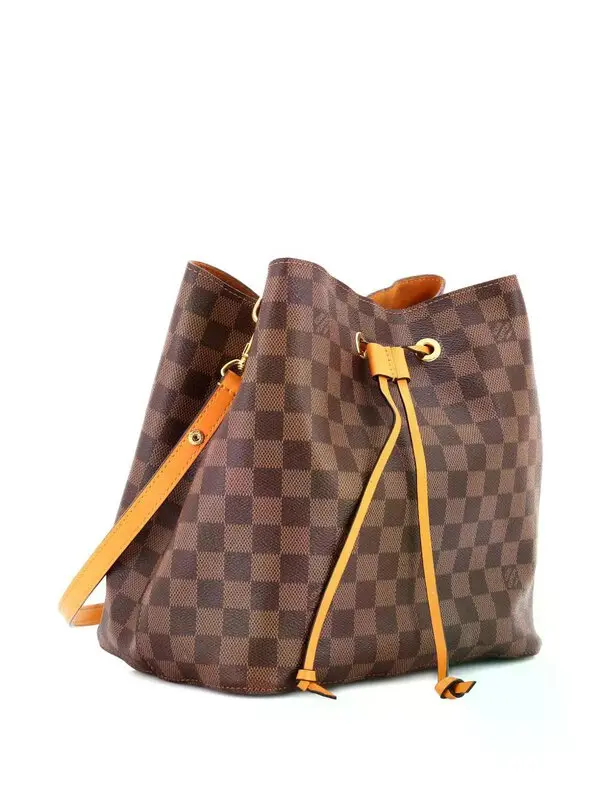 LOUIS VUITTON Neonoe Handbag Damier With Leather Mm Bucket Bag - Brown