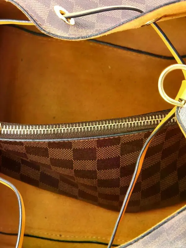 LOUIS VUITTON Neonoe Handbag Damier With Leather Mm Bucket Bag - Brown