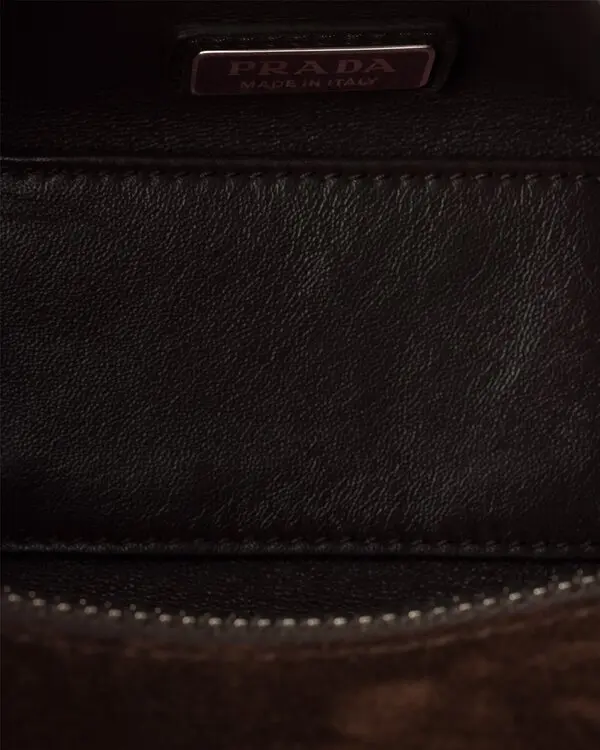 Prada Suede Leather Shoulder Bag - Dark Brown