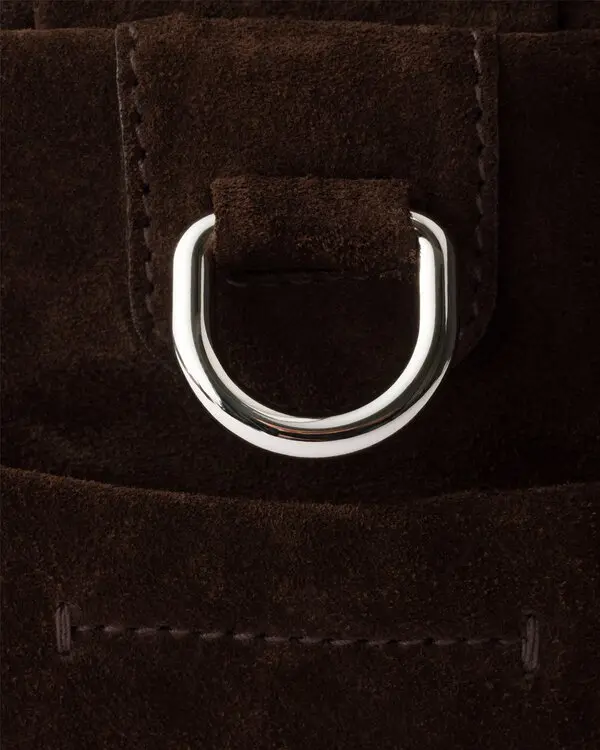 Prada Suede Leather Shoulder Bag - Dark Brown