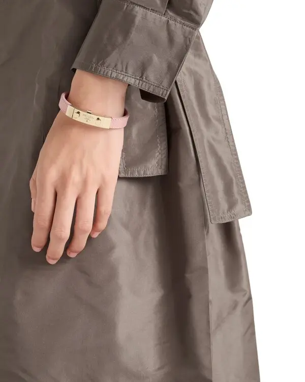 Prada Saffiano Leather Bracelet With Push-button Clasp - Peach