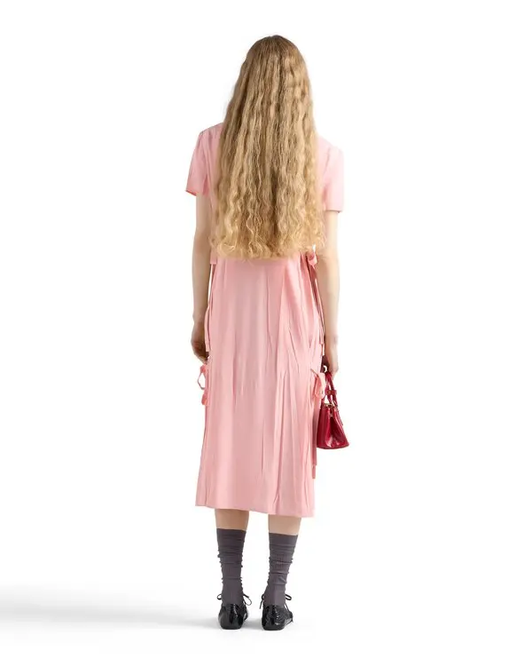 Prada Embroidered Marocain Crepe Dress