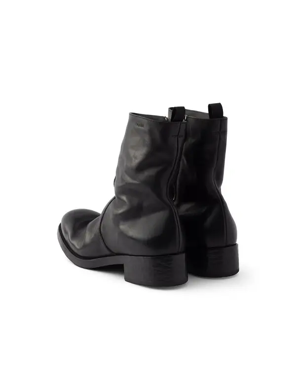 Prada Leather Zip Up Boots