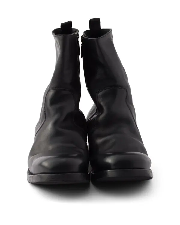 Prada Leather Zip Up Boots