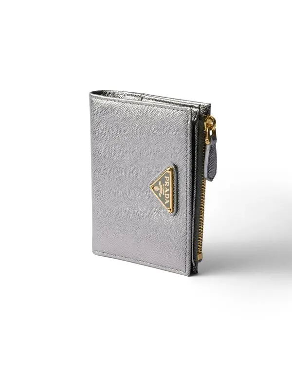 Prada Small Saffiano Leather Wallet - Chrome