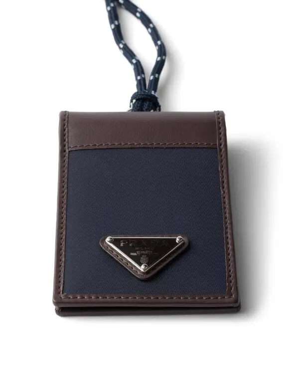Prada Speedrock Re-nylon And Leather Card Holder With Strap - Navy