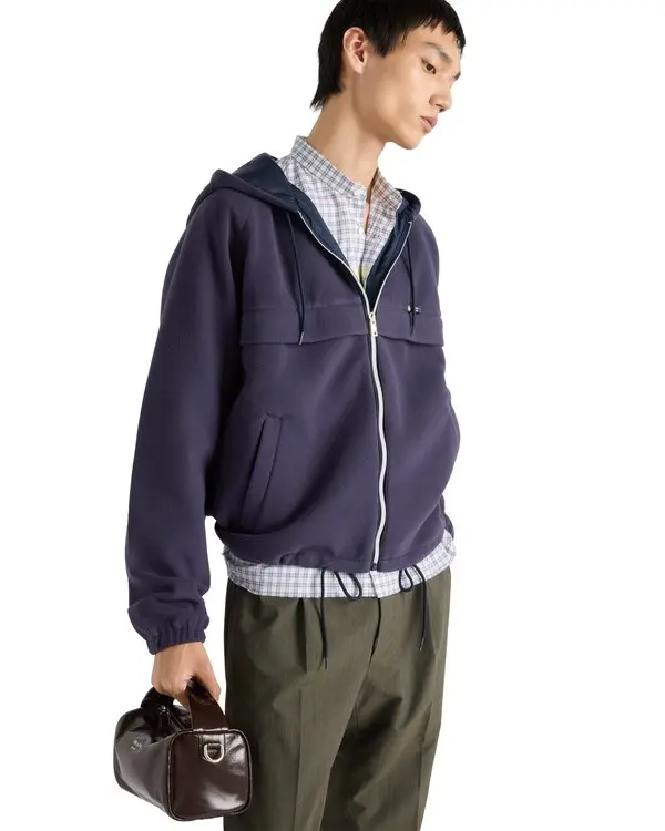 Prada Hooded Technical Fabric Blouson Jacket - Navy