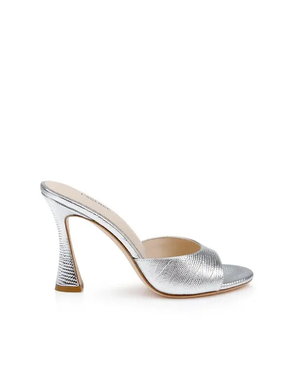L'Agence Avery Leather Open-toe Mule - Silver Lizard