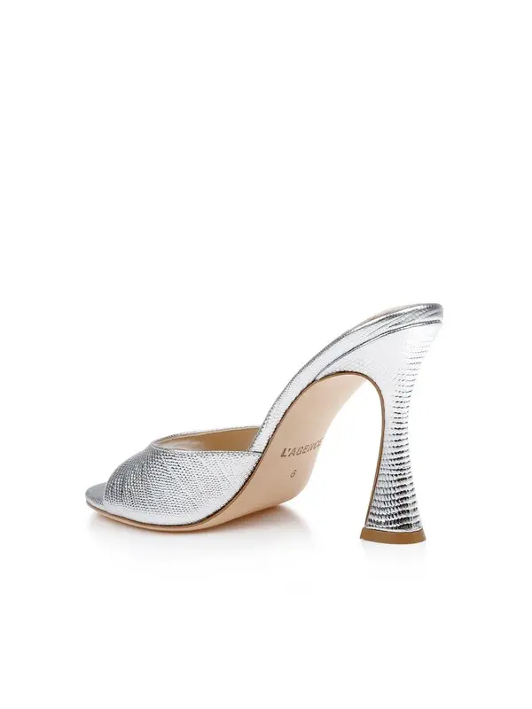 L'Agence Avery Leather Open-toe Mule - Silver Lizard