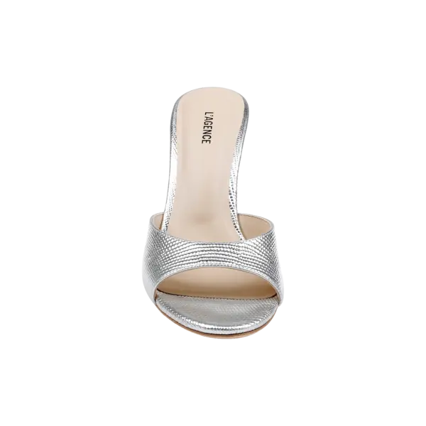 L'Agence Avery Leather Open-toe Mule - Silver Lizard