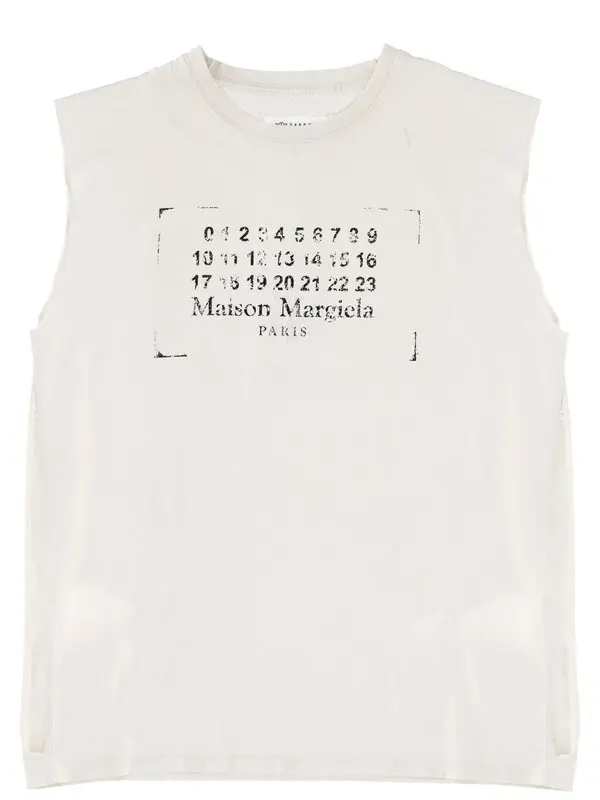 MAISON MARGIELA Top With Logo Print - Beige