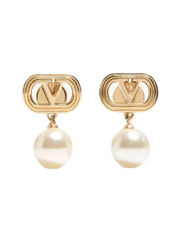 Valentino Garavani Vlogo Pearl Drop Earrings - Multicolour