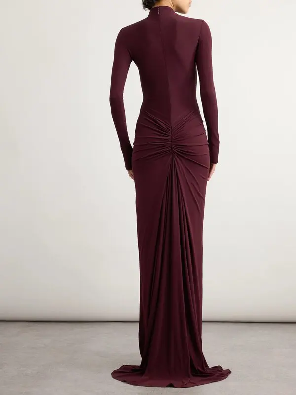 Alaïa Jersey Mock-neck Gown - Burgundy