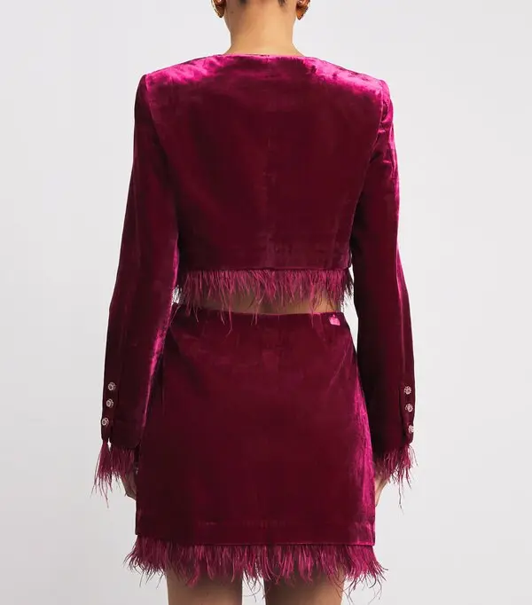 Cinq À Sept Velvet Evelina Feather-trimmed Jacket
