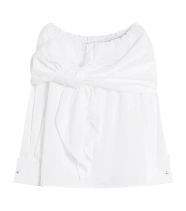 Max Mara Cotton Asymmetrical Bow Blouse