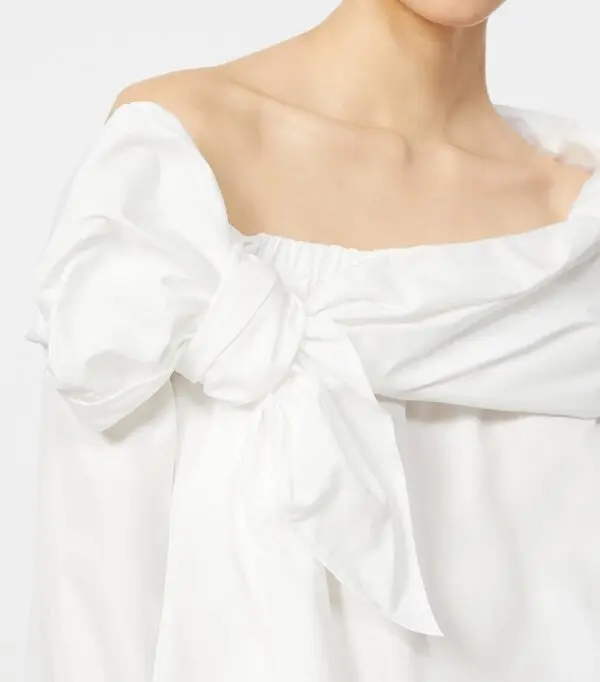 Max Mara Cotton Asymmetrical Bow Blouse