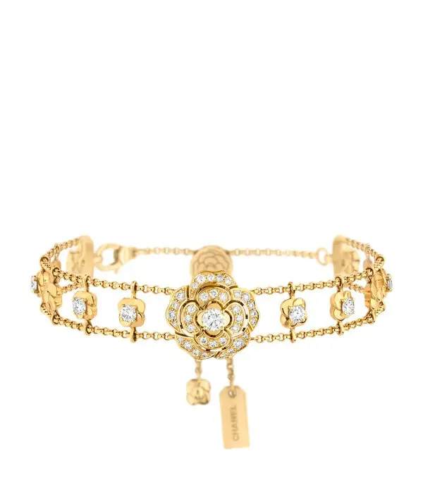 Chanel Gold And Diamond Camélia Bracelet - Yellow