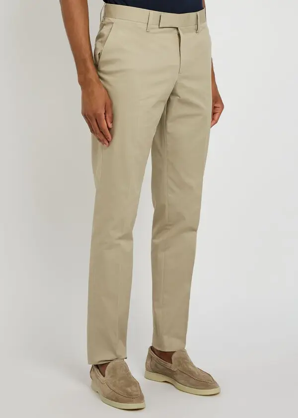 LARDINI Tapered-leg Stretch-cotton Trousers