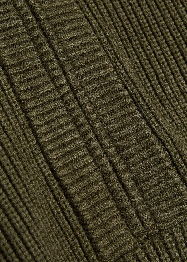 Varley Ribbed Half-zip Knit Sweatshirt - Olive