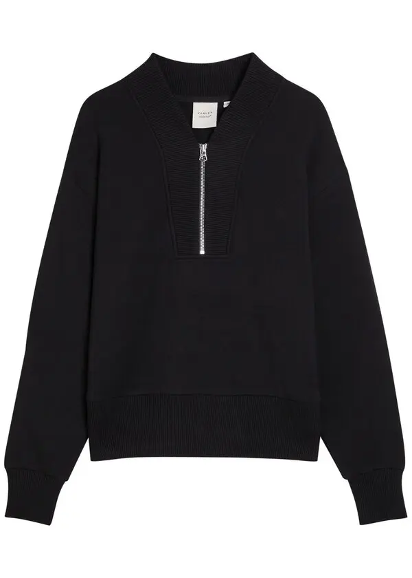 Varley Sally Jersey Sweatshirt With Zip-fastening V-neck - Black