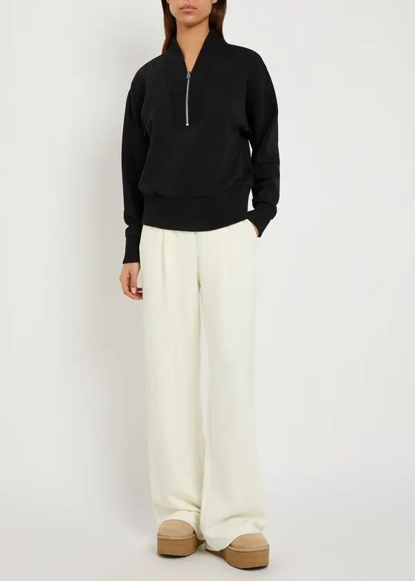 Varley Sally Jersey Sweatshirt With Zip-fastening V-neck - Black
