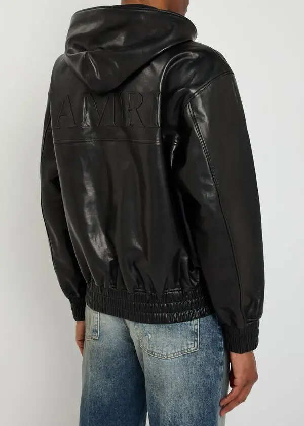 Amiri Logo-appliquéd Hooded Leather Jacket