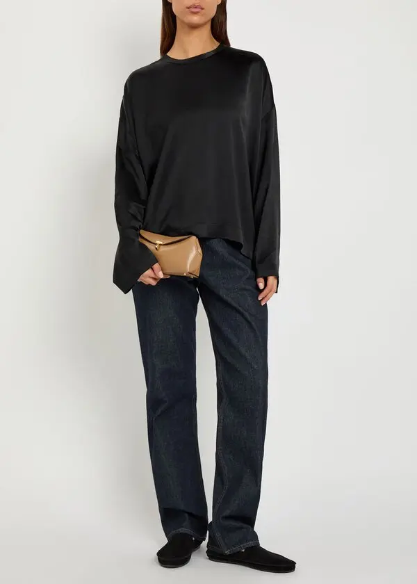 TOTEME Draped Satin Top - Black