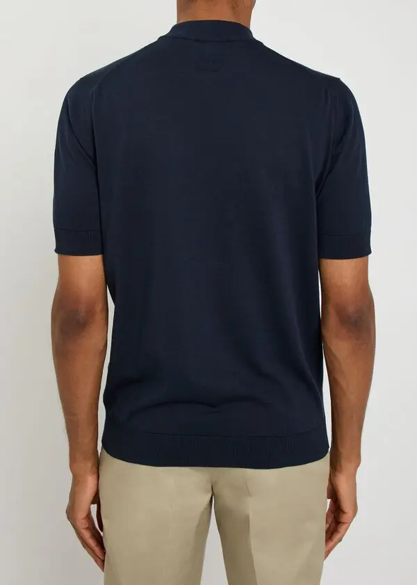 LARDINI Fine-knit Cotton T-shirt - Navy