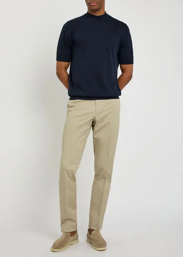 LARDINI Fine-knit Cotton T-shirt - Navy