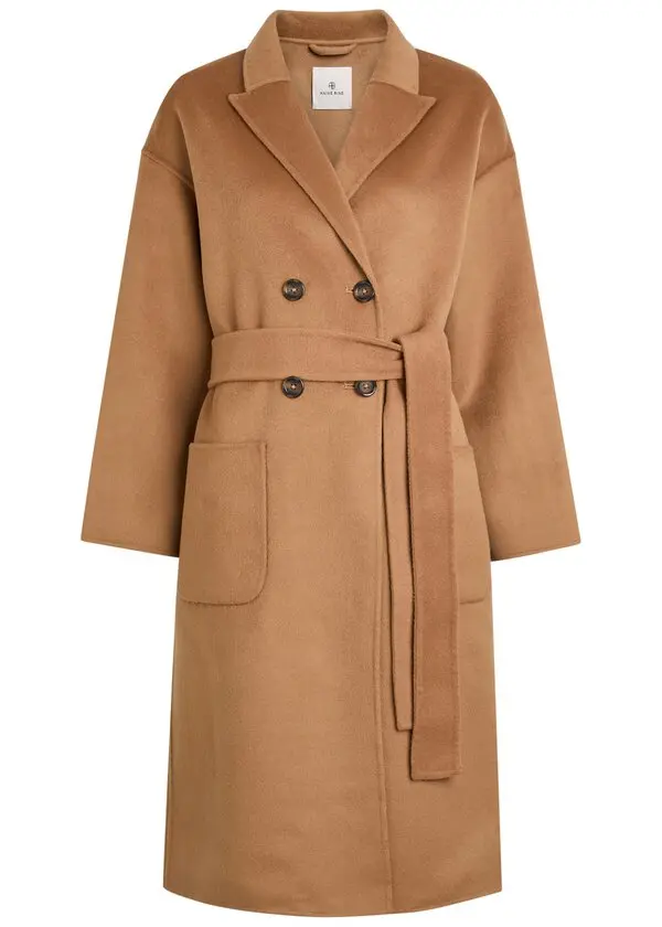 ANINE BING Dylan Belted Wool And Cashmere-blend Coat