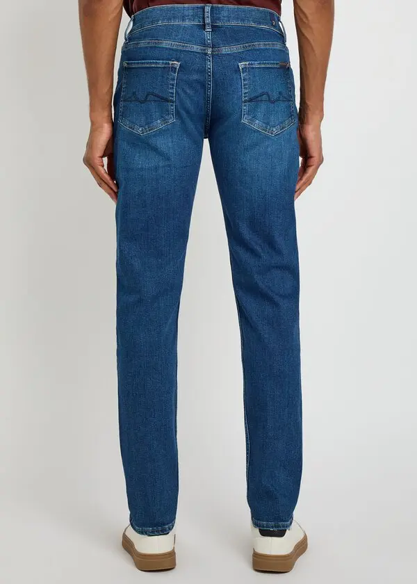 7 For All Mankind Slim Tapered Luxe Performance Jeans - Mid Blu