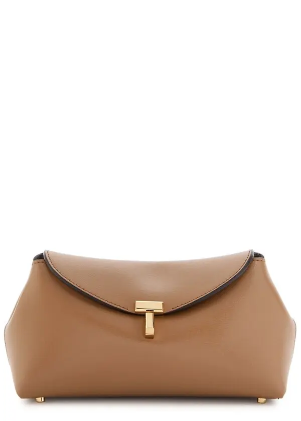 TOTEME T-lock Mini Leather Clutch - Camel