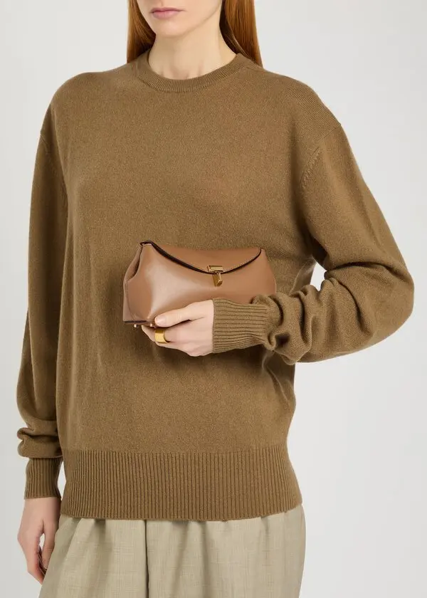 TOTEME T-lock Mini Leather Clutch - Camel